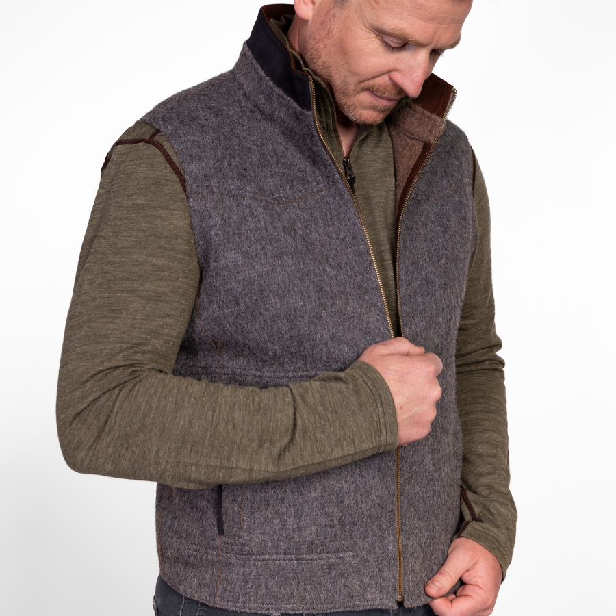 Men's All-Seasons Reversible Alpaca Vest - Alpacas of Montana